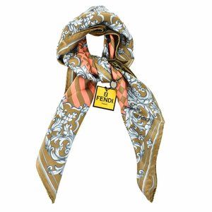 Fendi | Accessories | Fendi Multicolor Ff Logo Paisley Silk Scarf Ce ...